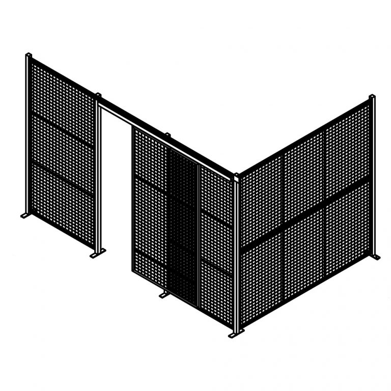 2 Sided Wire Mesh Partition With Sliding Door 16 8 W X 12 6 D X 8 3